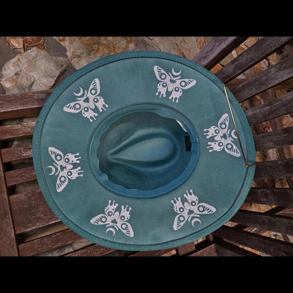 Accessories | Unique Bohemian Style Widebrim Hat With Moth Designs ...